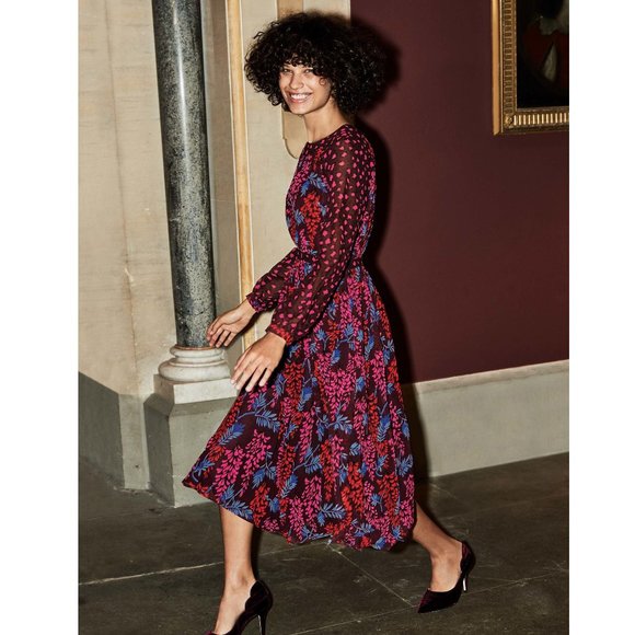 Boden | Dresses | Boden Erica Chiffon Pattern Midi Dress | Poshmark